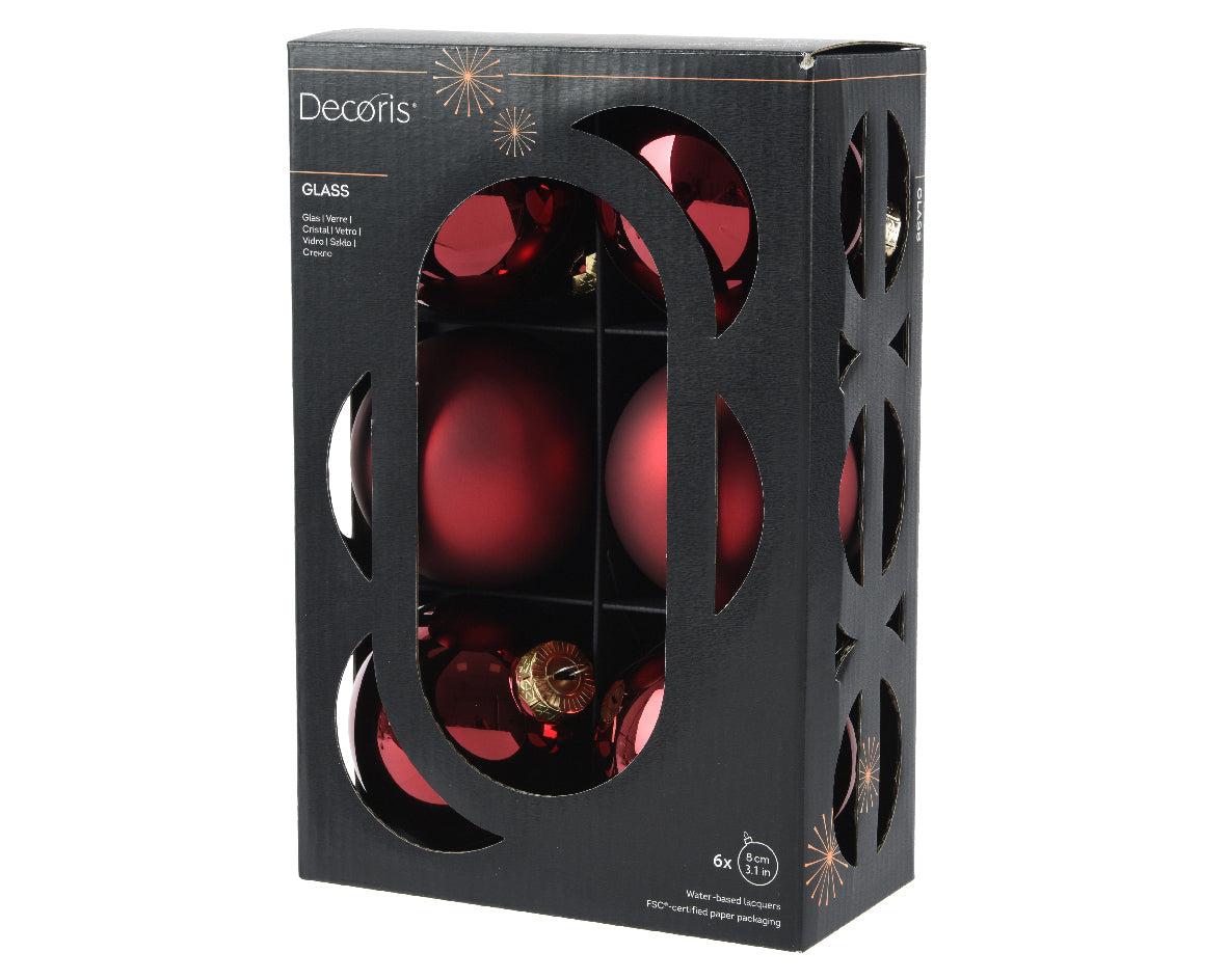 Decoris Glass Baub 6pc Oxblood – Excellent Stores